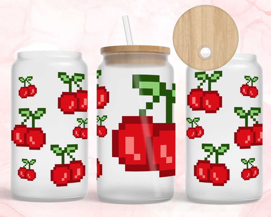 Pixel Pixelated Cherry Red Aesthetic Y2k [ Bamboo Eco Friendly Reusable ...