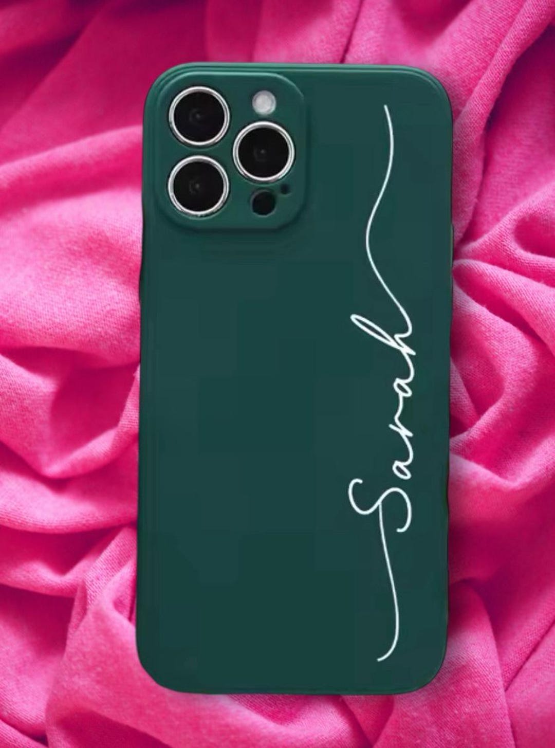Emerald Green Personalised Name Protective Case for iPhone 15 14 13 12 ...