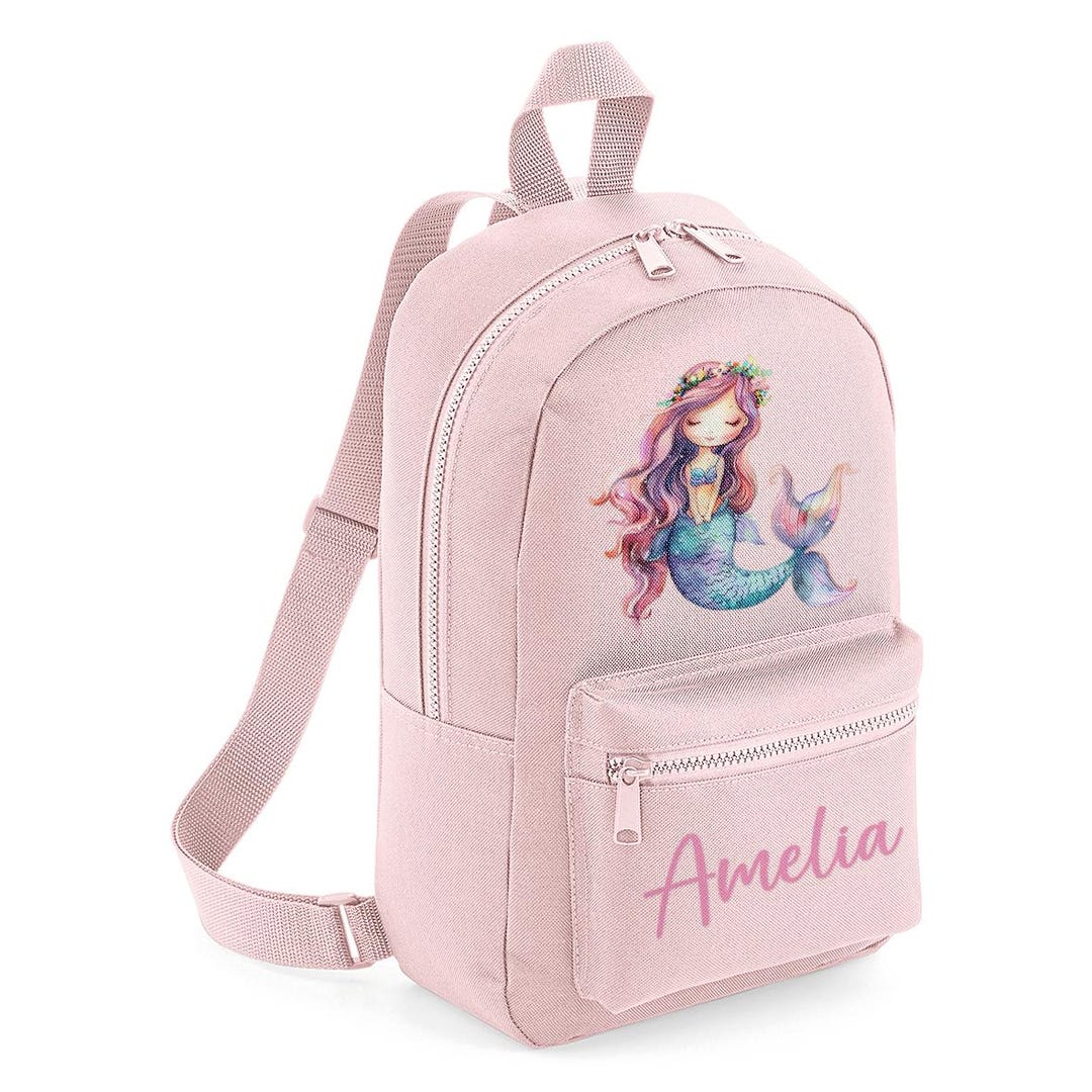 Purple Hair Mermaid Mini Personalised Backpack Custom Name Rucksack ...