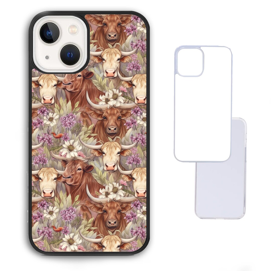 Highland Cow Cattle Lilac Flower Rose Hard Case Casing iPhone 6 SE 7 8 ...