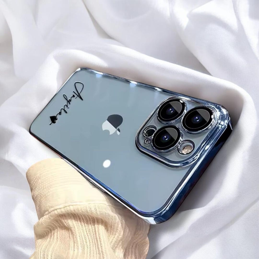 Light Blue Chrome, Luxury Plating Clear, Personalised Case for iPhone ...