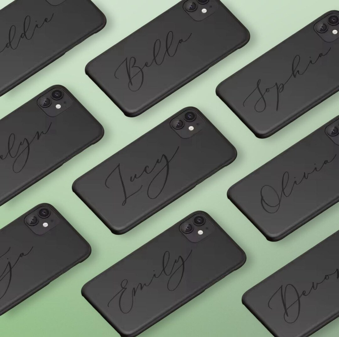 Jet Matte Black Script Liquid Silicone Personalized Text Personalised ...