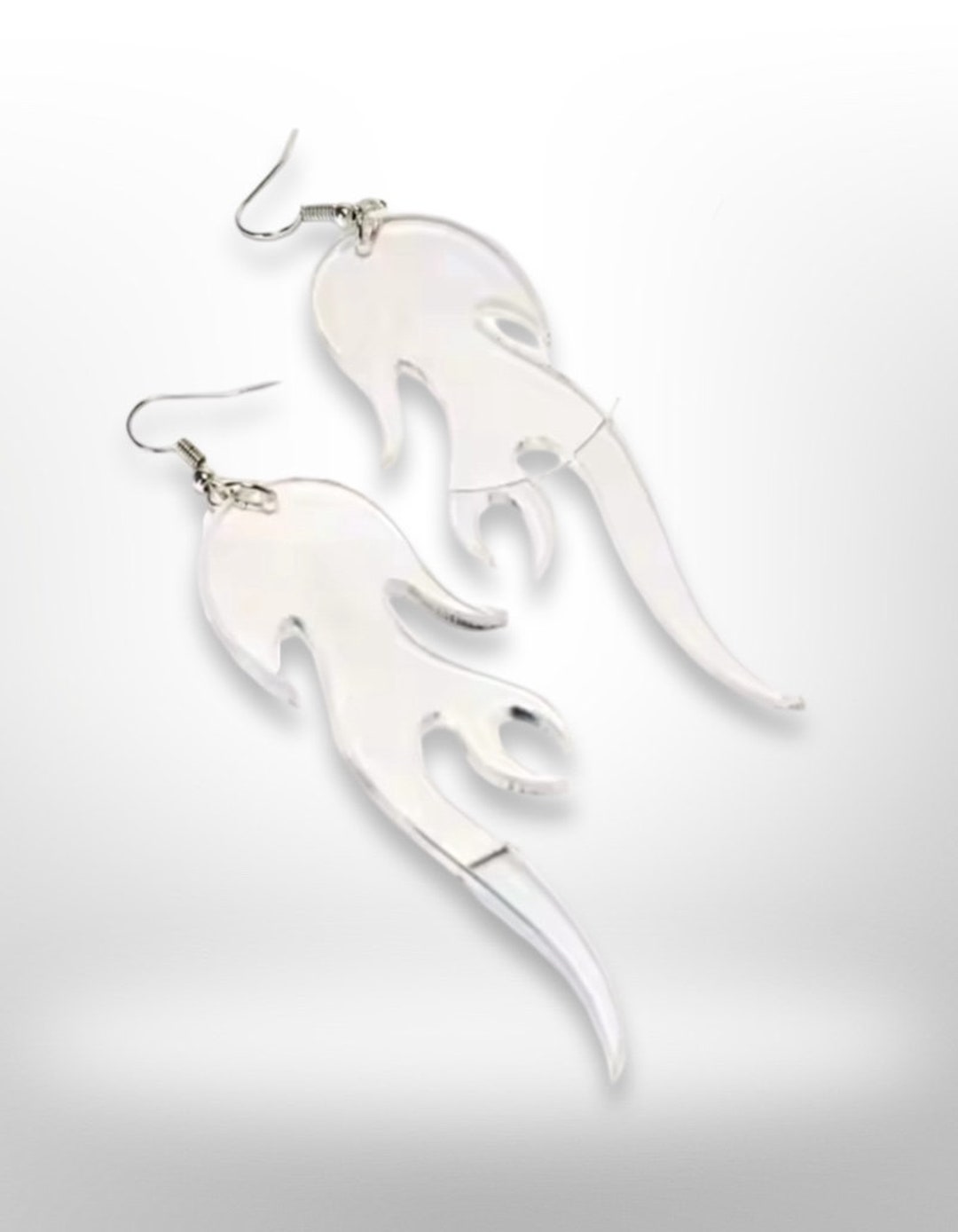 Clear See Through Fire Flame Flames Statement Stud Earrings Studs for ...