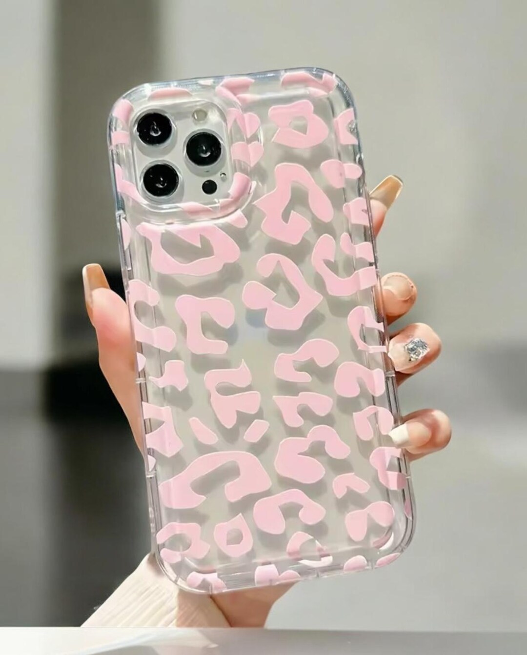 Baby Pink Leopard Print, Animal, Clear iPhone Case for iPhone 16 15 14 ...