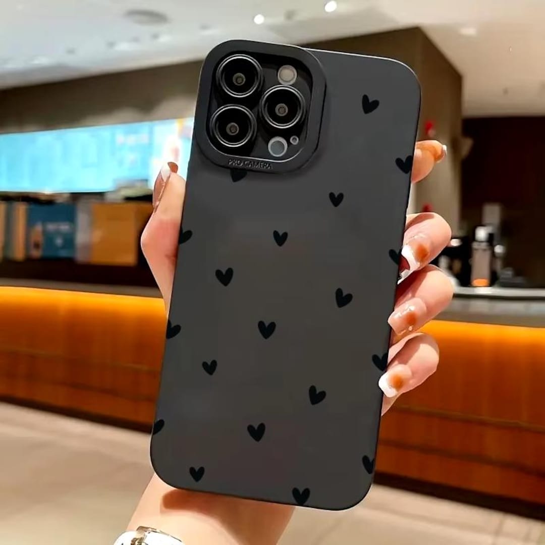 Minimalist Black Heart Aesthetic iPhone Case, for iPhone 16 15 14 13 12 ...