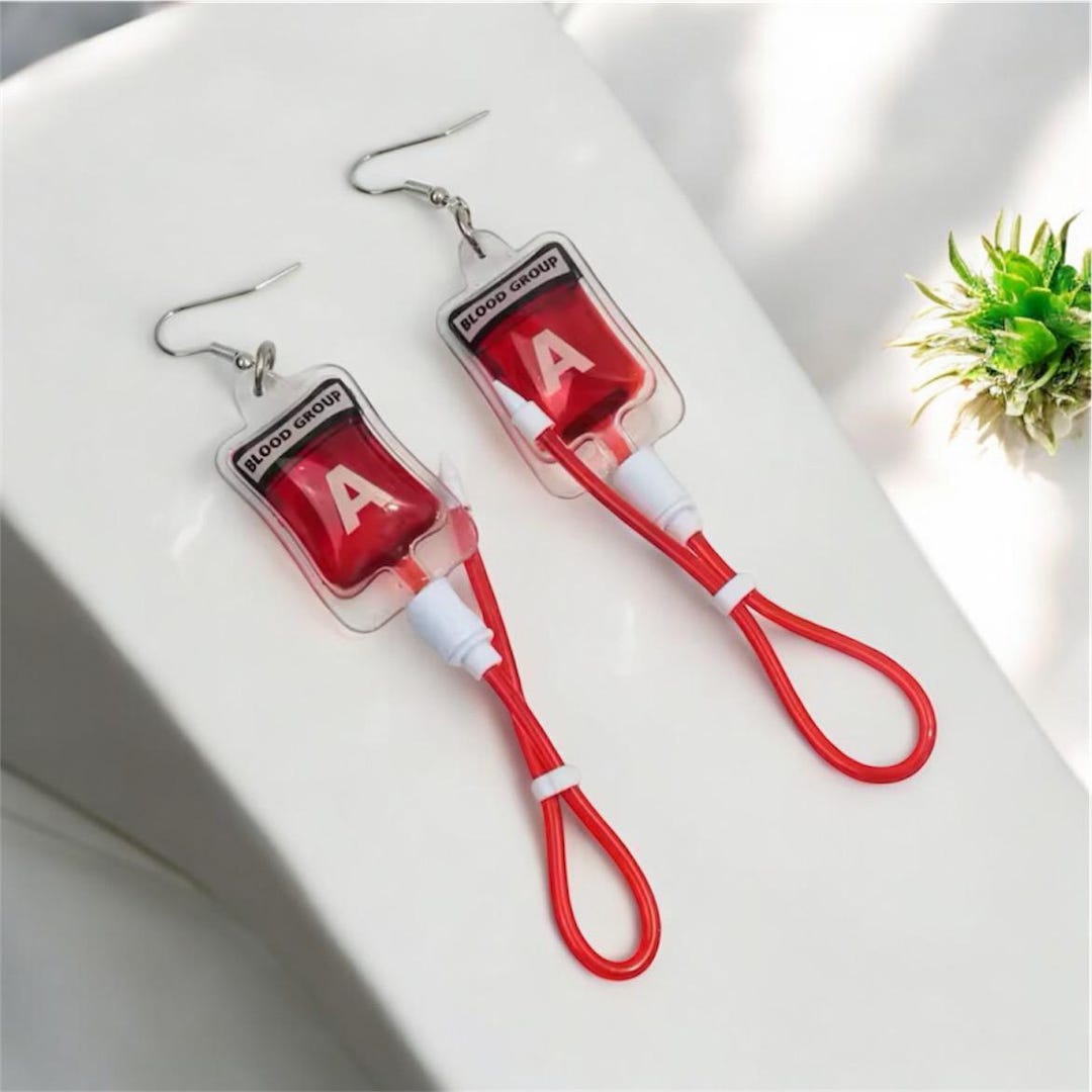 Type A Blood Bag Red Halloween Nurse Statement Stud Earrings Studs for ...