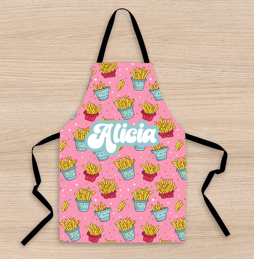 Hot Pink Fast Food Fries Chips Children OR Adults Bib Apron Cooking ...