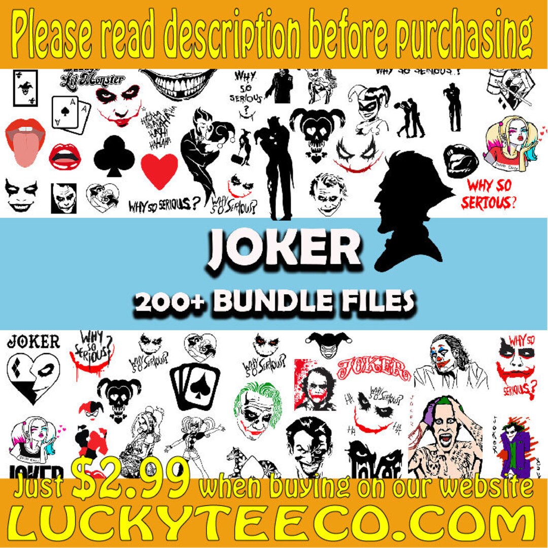 200 Joker Bundle Svg, Joker Svg, Joker Face Svg, Villain Svg, Harley ...
