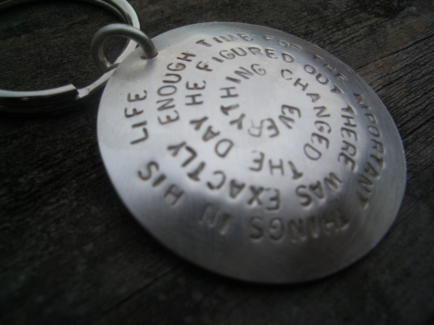 Custom Quote Hand Stamped Keyring by Donnoadesigns | Etsy