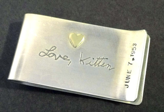 Personalized Own Handwriting Money Clip by Donnaodesigns | Etsy