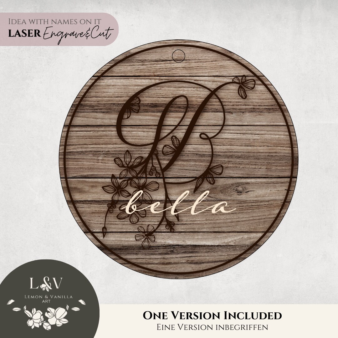 Floral Letter B SVG Files Xtool Laser Cutting of Wood Engrave Letter B ...