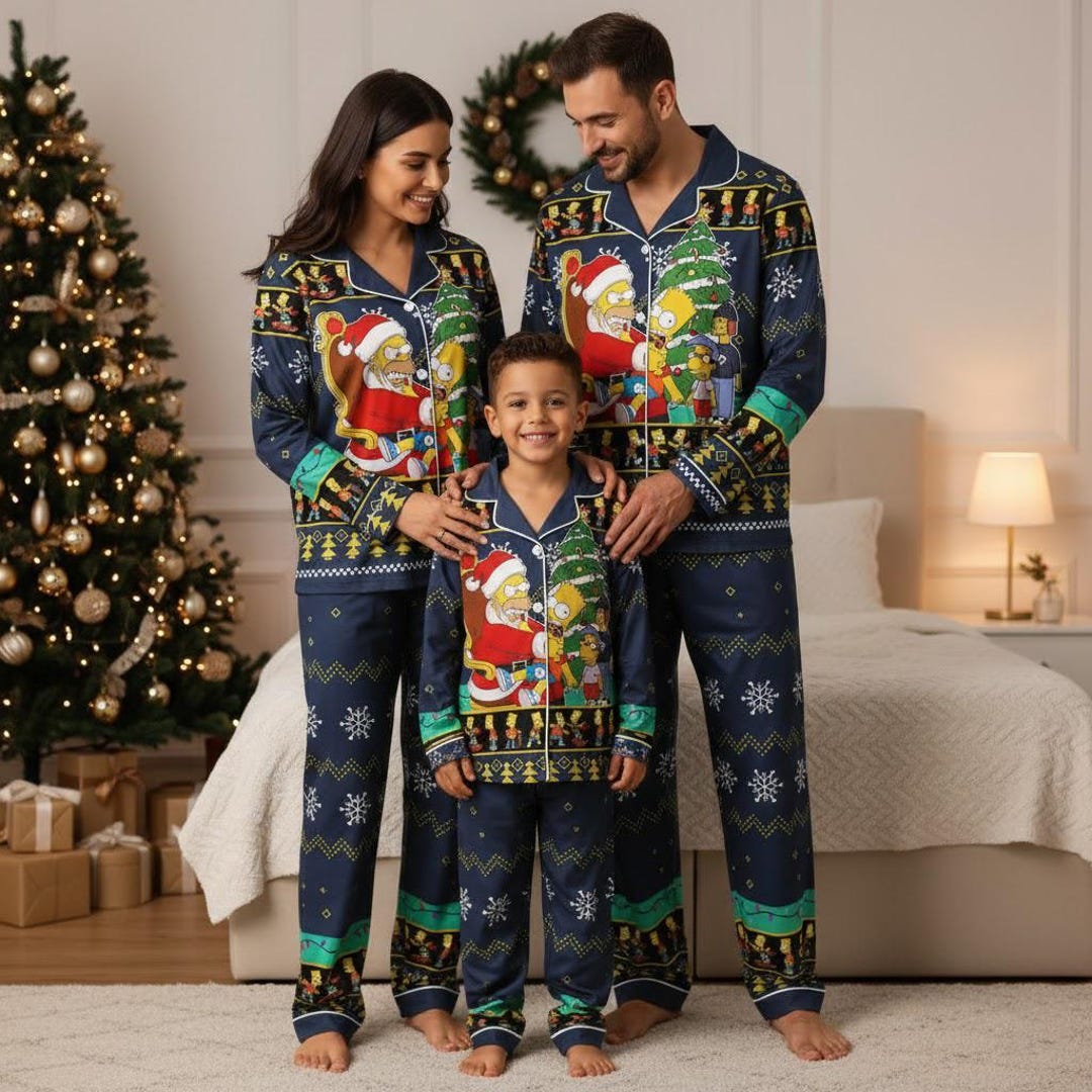 Christmas Bart Simpsons Pajamas Set, Homer Simpson Pajamas Family ...