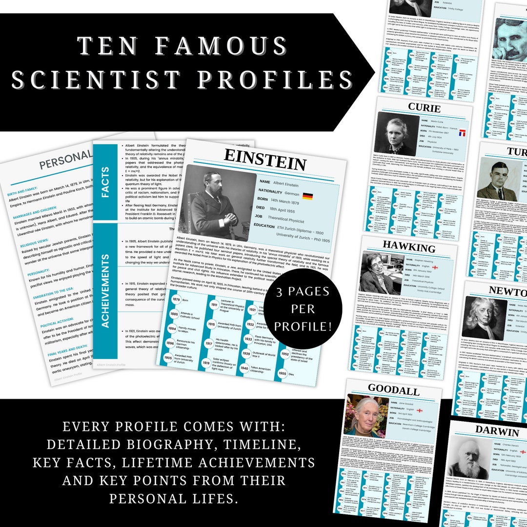 10 Famous Scientist Profiles the Legendary Ten - Etsy
