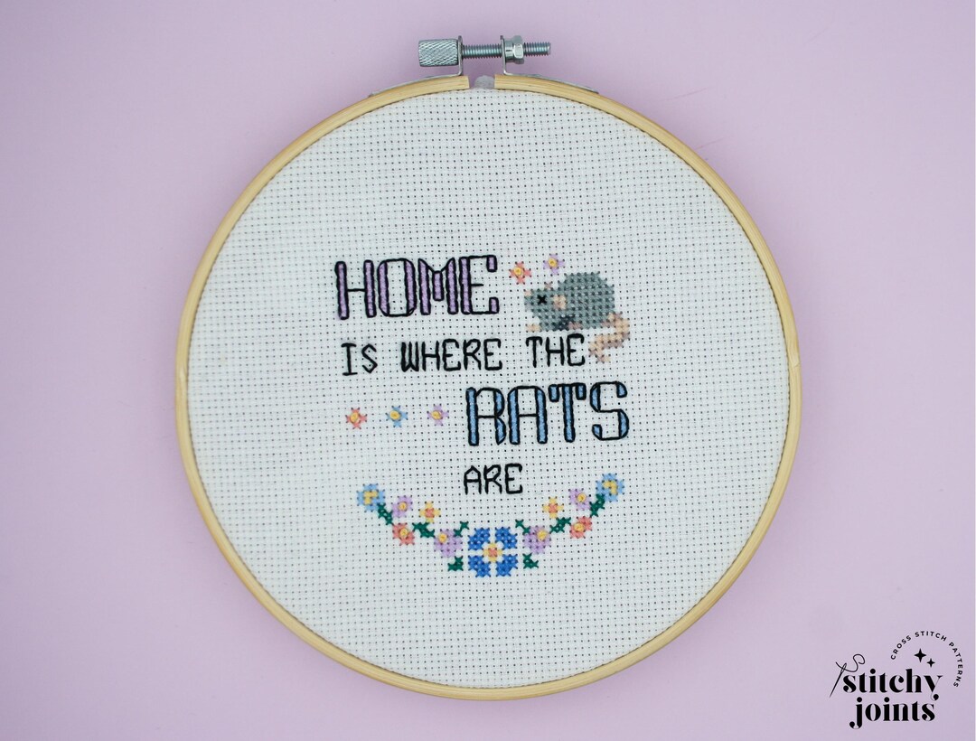 Home is Where the Rats Are Cross Stitch Pattern, Pet Rats Design, Cute ...