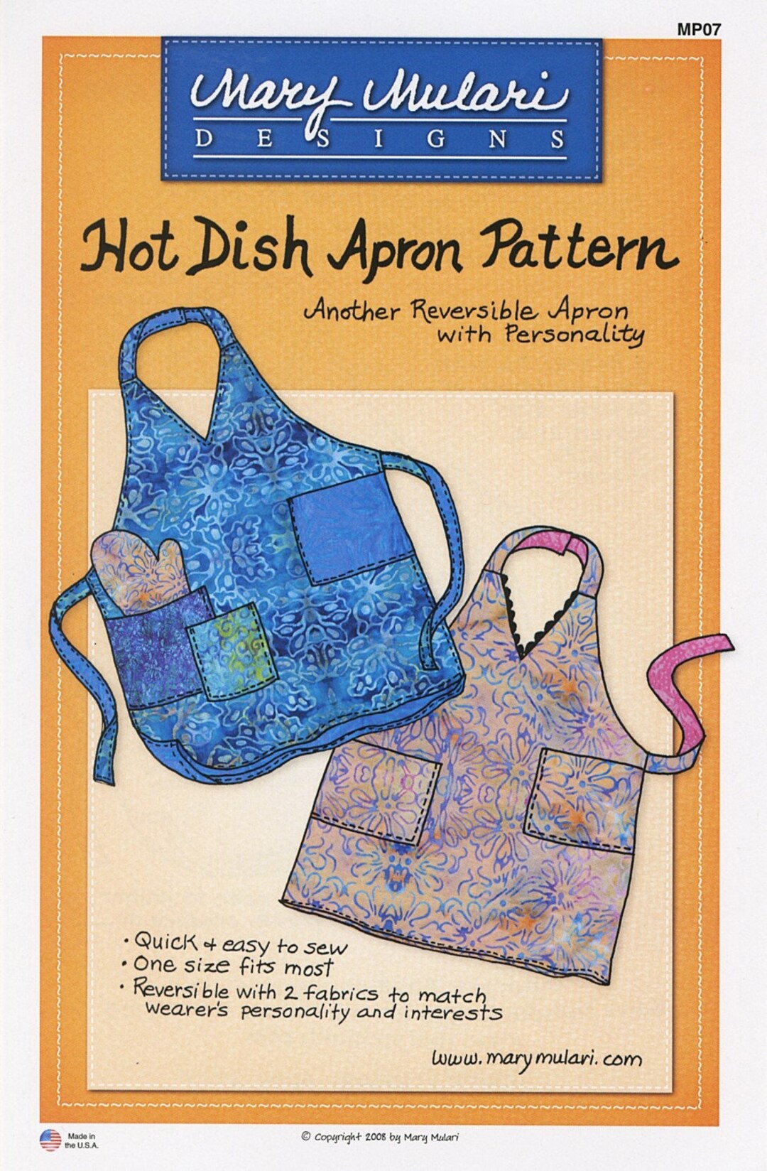Mary Mulari Designs HOT DISH APRON MP07 Sewing Pattern - Etsy