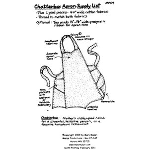Mary Mulari Designs CHATTERBOX APRON MP09 Sewing Pattern - Etsy