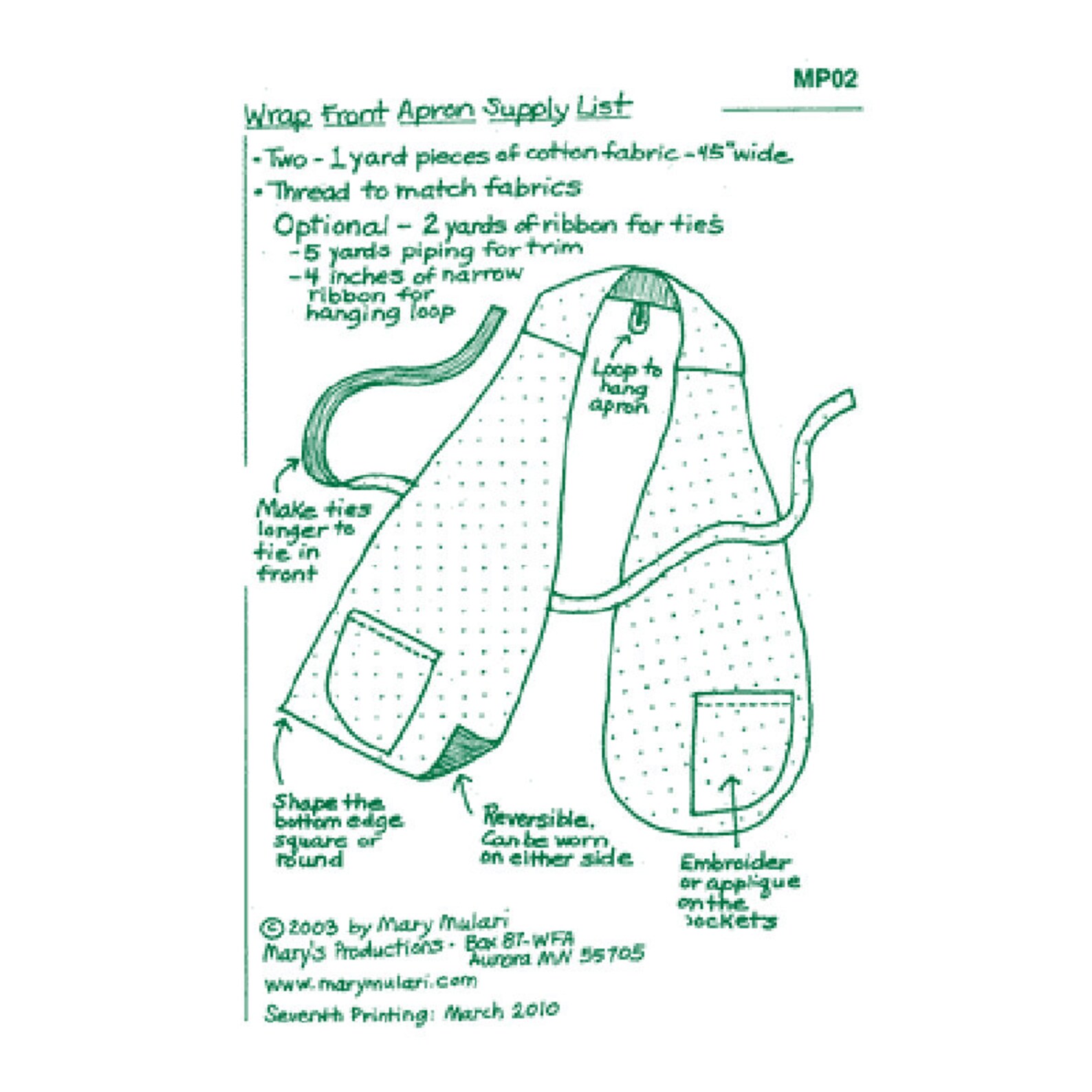 Mary Mulari Designs WRAP FRONT APRON Sewing Pattern - Etsy