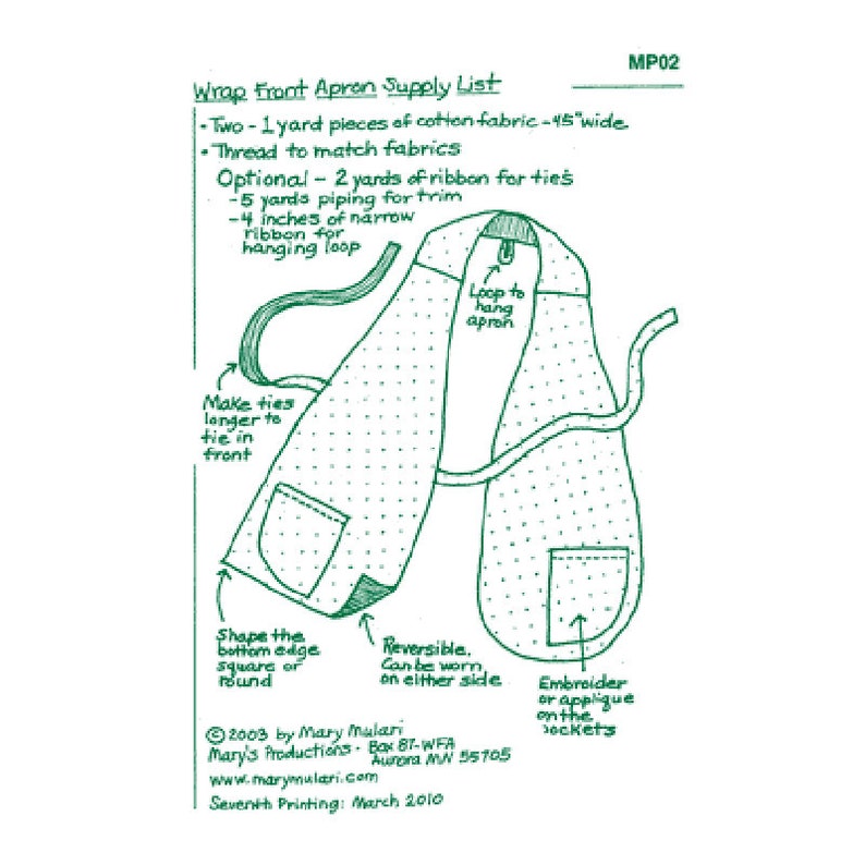 Mary Mulari Designs WRAP FRONT APRON Sewing Pattern - Etsy