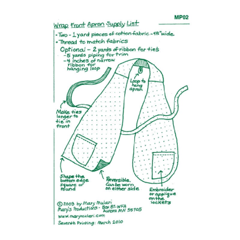 Mary Mulari Designs WRAP FRONT APRON Sewing Pattern - Etsy