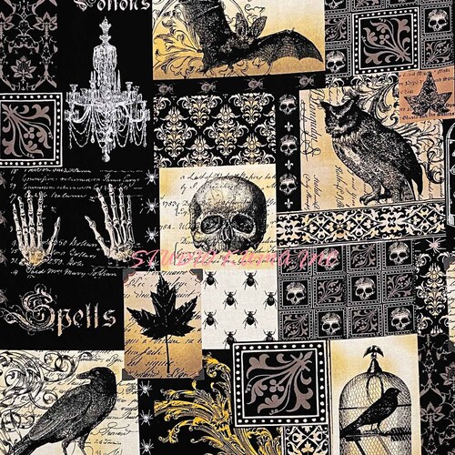 NEVERMORE COLLAGE Edgar Allen Poe Michael Miller Fabric - Etsy