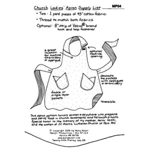 Mary Mulari Designs CHURCH LADIES' APRON MP04 Sewing Pattern - Etsy
