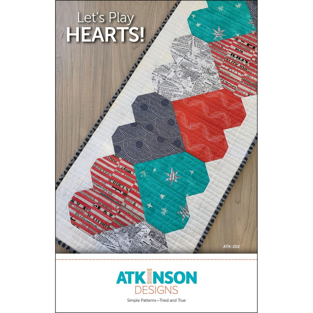 Atkinson Designs LET'S PLAY HEARTS Atk-202 Table Runner Quilt Pattern ...