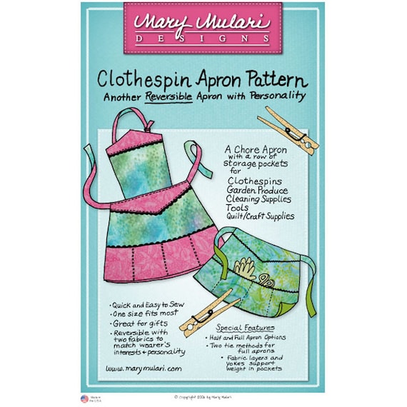 Mary Mulari Designs CLOTHESPIN APRON Sewing Pattern | Etsy