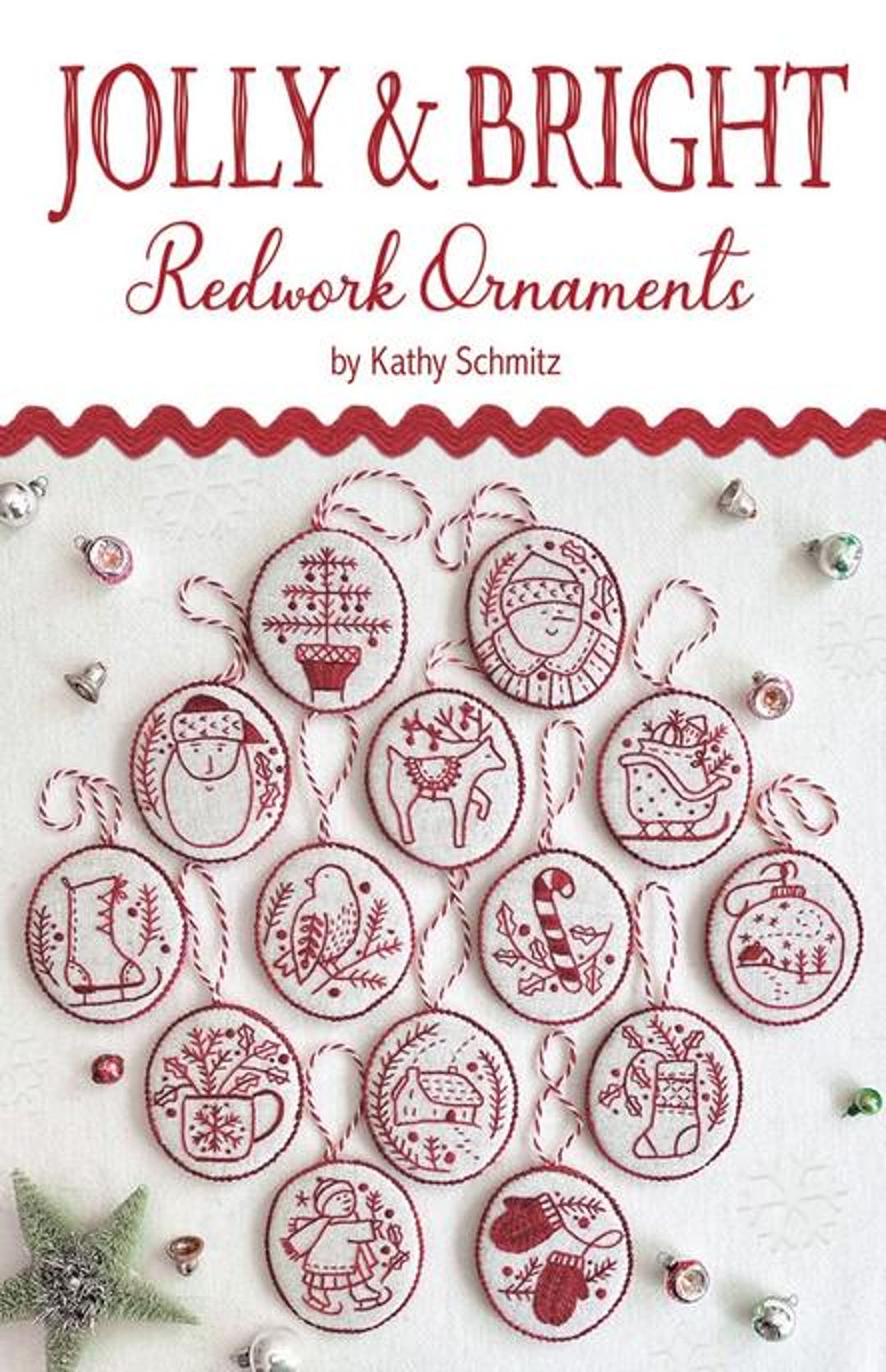 Kathy Schmitz JOLLY & BRIGHT Redwork Ornaments Ks-2414 Embroidery ...