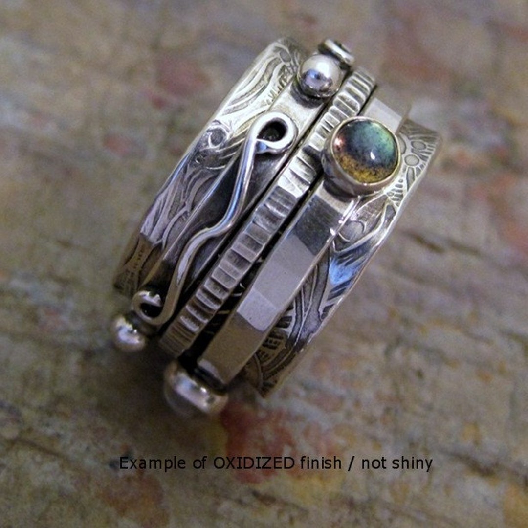 MADE TO ORDER Sterling Silver Spinner Ring With Gem Stones. - Etsy