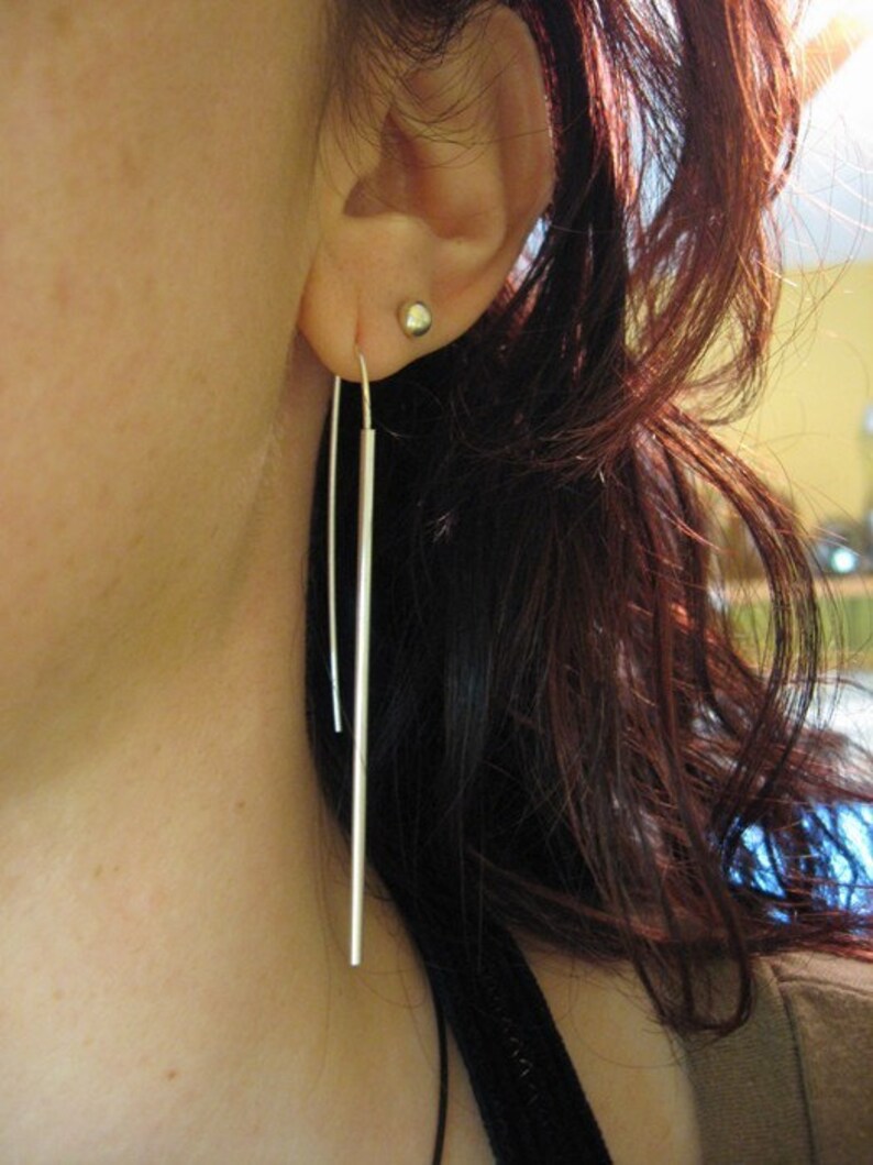 Long and Lean Tube Earrings - Etsy