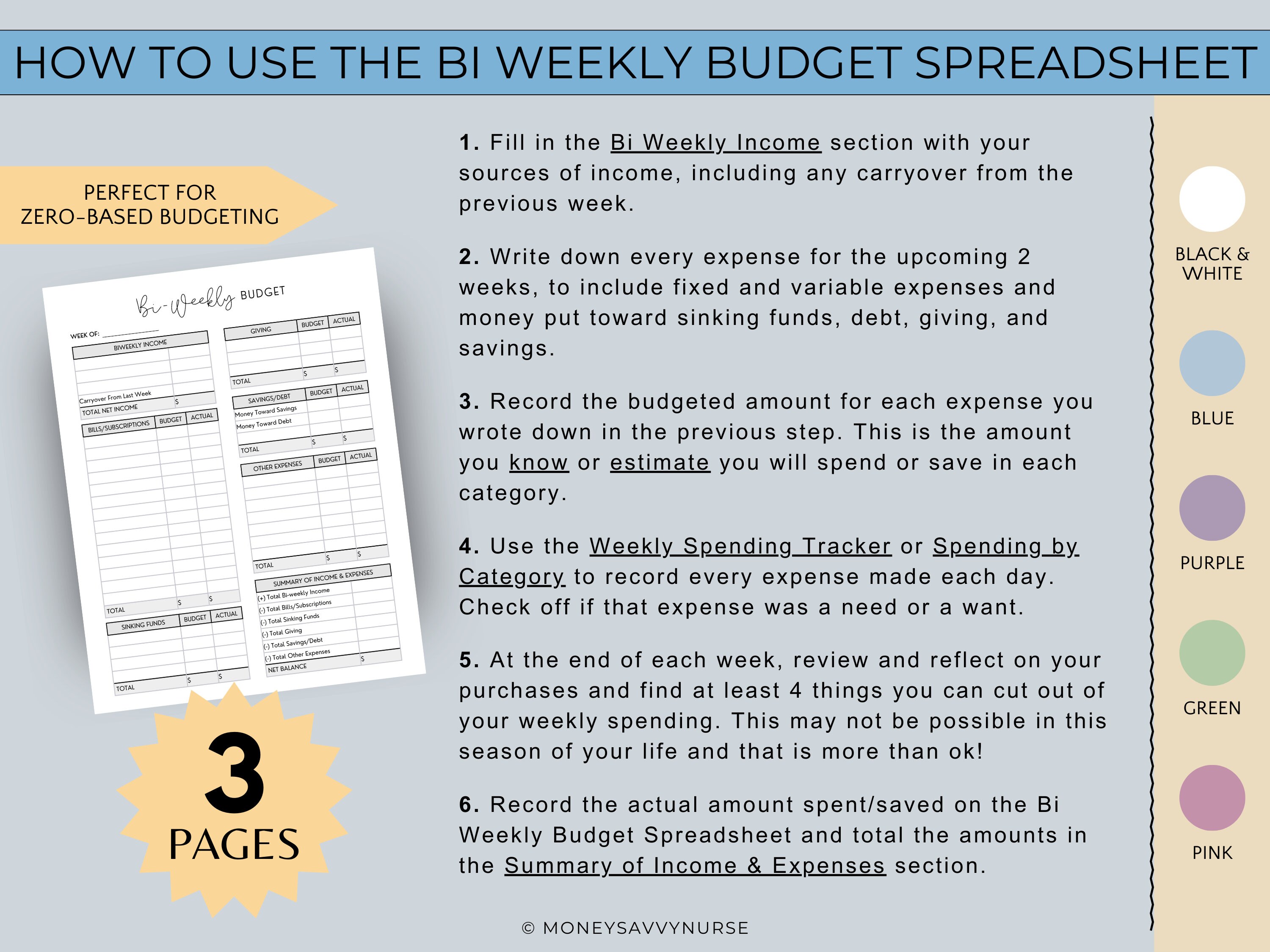 Bi Weekly Budget Template Printable, Bi Weekly Budget Sheet, Bi Weekly ...