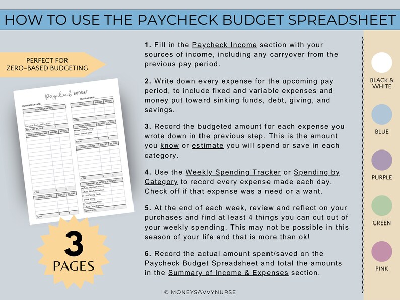 Ultimate Paycheck Budget, Paycheck Budget Worksheet, Bi Weekly Paycheck ...