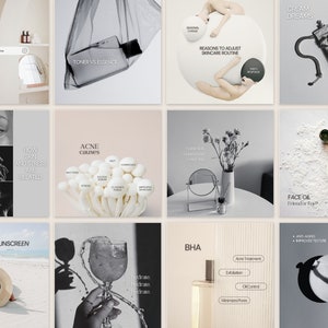 Skincare Beauty Instagram Post Templates Aesthetic Minimalist Social ...