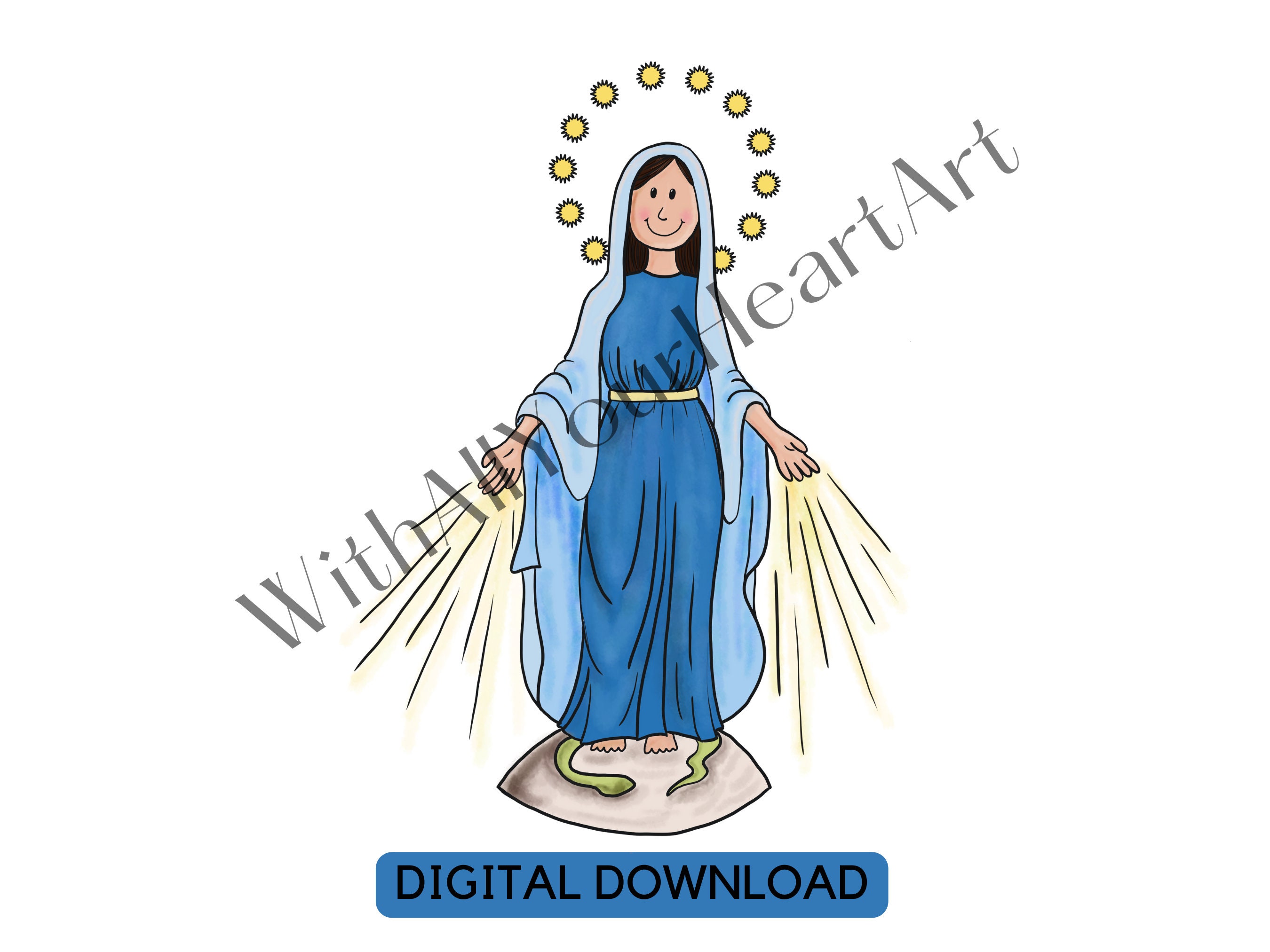 Mother Mary, Printable Drawing, Coloring Page for Children, Printable ...