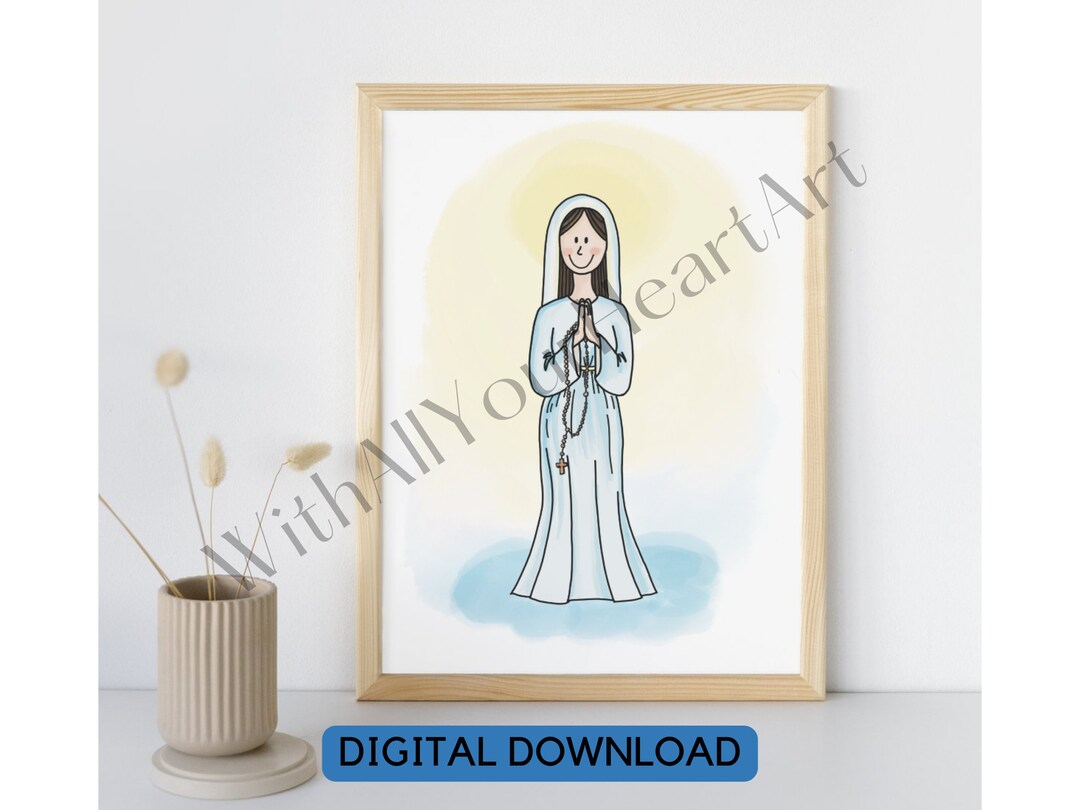 Cute Saints Artwork Featuring Mary the Queen of the Most Holy Rosary ...