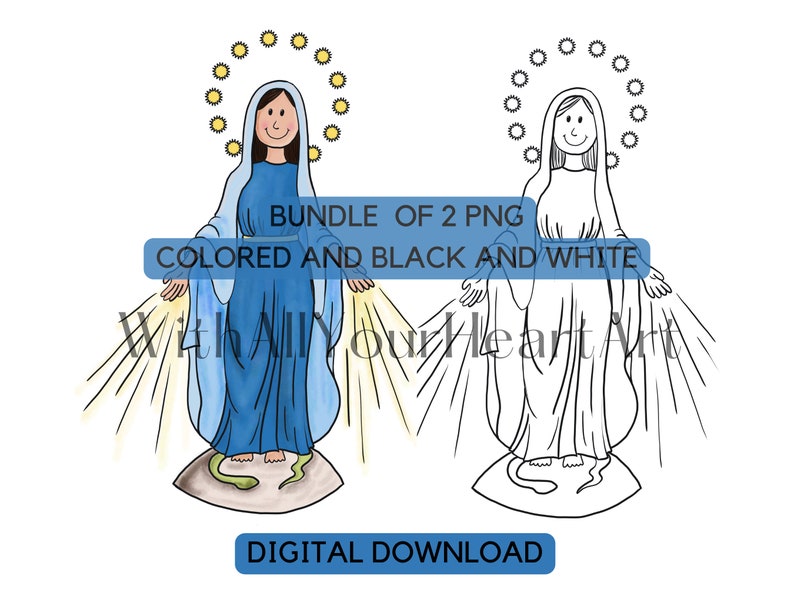 Mother Mary, Printable Drawing, Coloring Page for Children, Printable ...