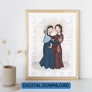 Mary and Elizabeth's Joy, Printable Drawing of the Visitation of the ...