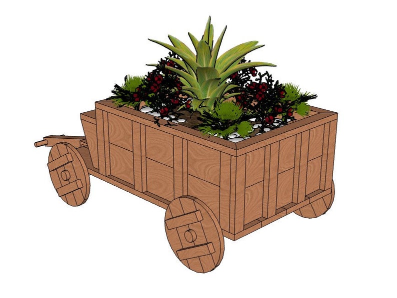 Wheelbarrow Planter Box DIY Plans: Wooden Garden Planter (PDF File ...