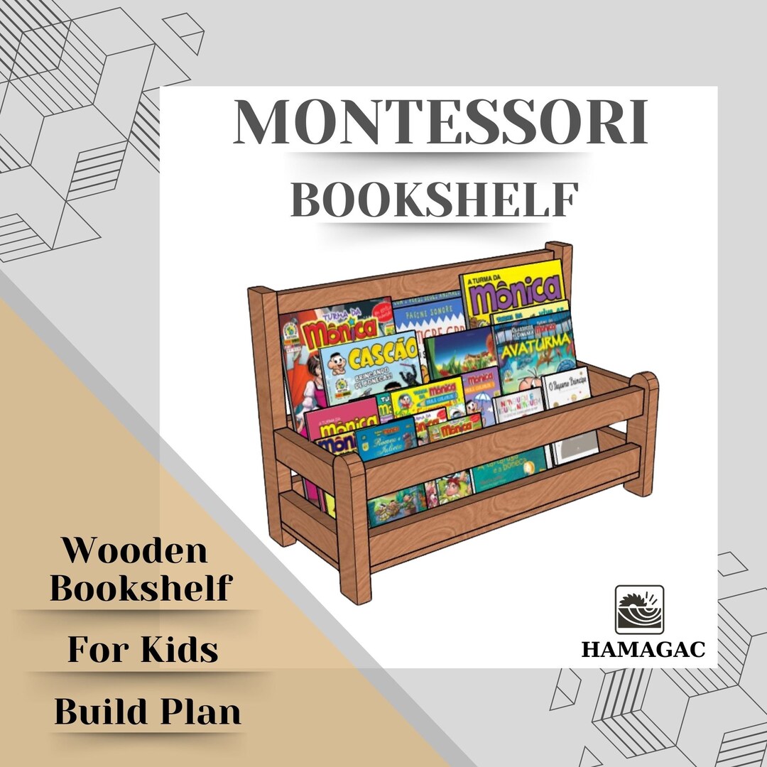 Montessori Bookshelf Plans - Wood Toddler Bookcase Plan, Modern ...