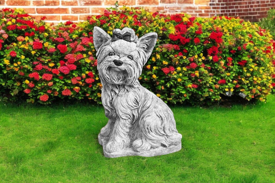 Lawn Yorkshire Terrier Statue 6" Realistic Sitting Yorkie Puppy ...