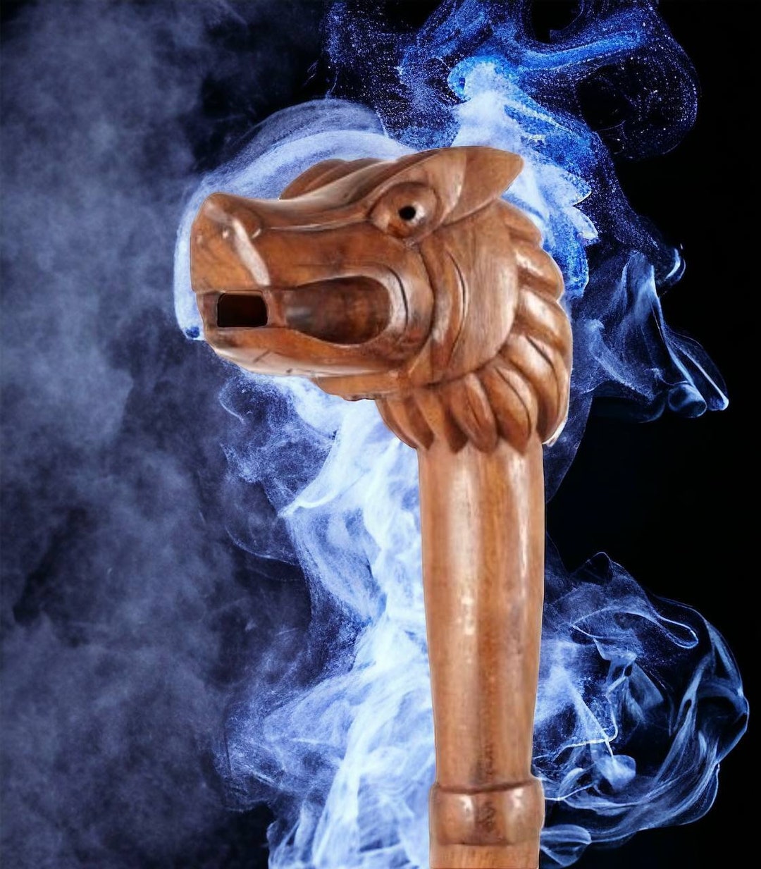 Wolf Cane Wood Carved Walking Sticks Elegant Cane Carved Handle ...