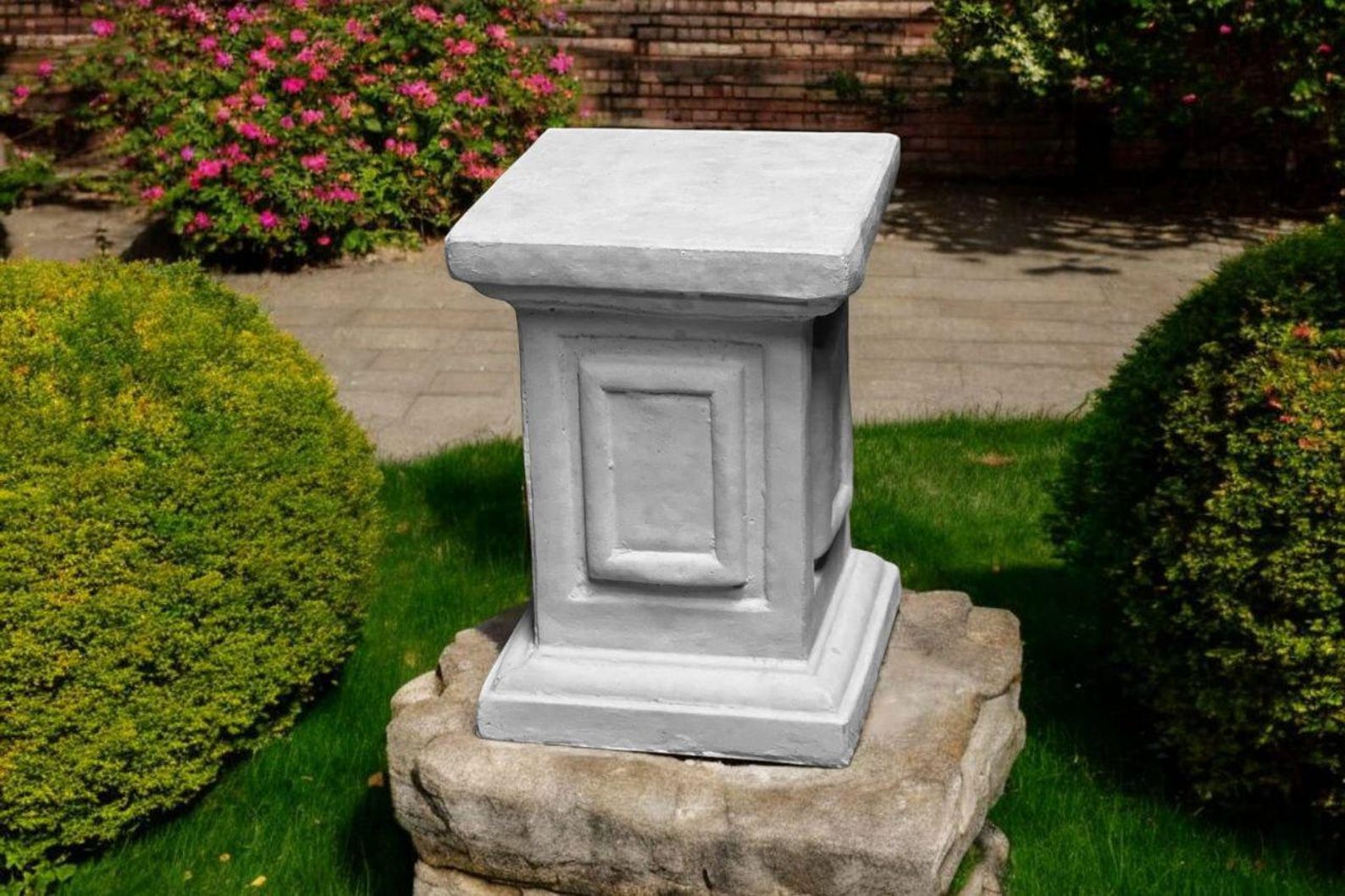 Concrete Tall Pedestal 14" Outside Stone Decoration, Lawn Ornament ...