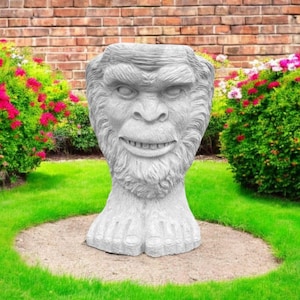 Stone Bigfoot Planter Figure 15" Cement Snowman Sculpture, Backyard ...