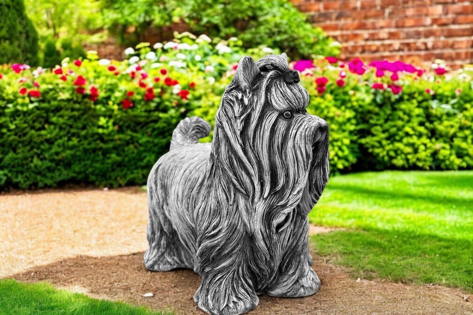 Yard Yorkshire Terrier Figure 10" Painted Standing Yorkie Statue ...