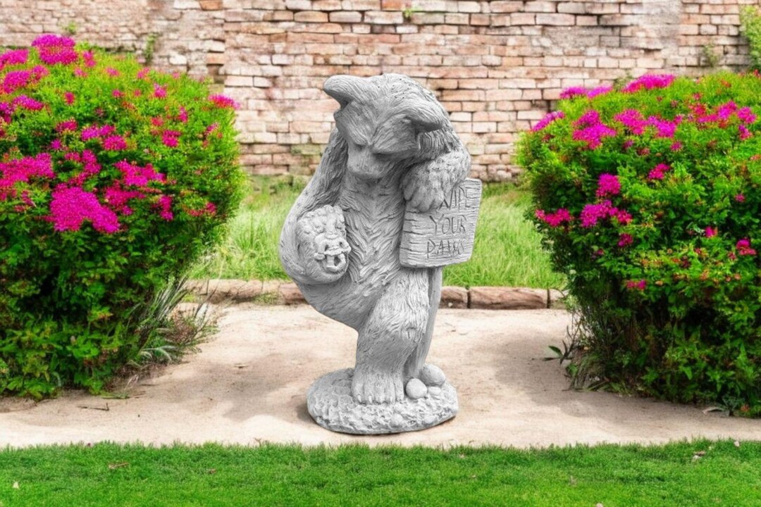 Concrete Bear Wipe Your Paws Figure 15" Standing Wild Bear on Base ...