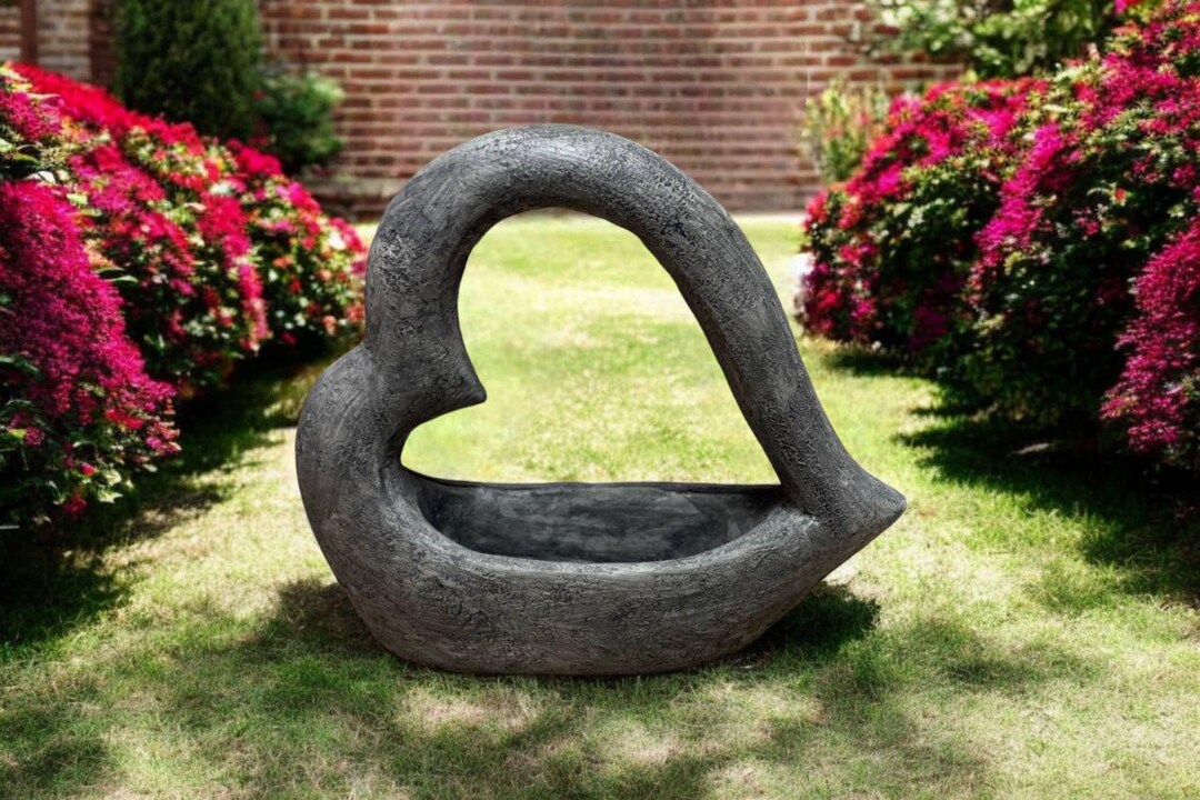 Concrete Heart Planter Statue 16" Flowers Pot Figure, Stone Love Sign ...
