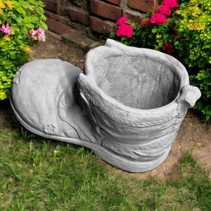 Yard Boot Planter Statue 8" Concrete Flowers Pot Figurine, Cement Old ...