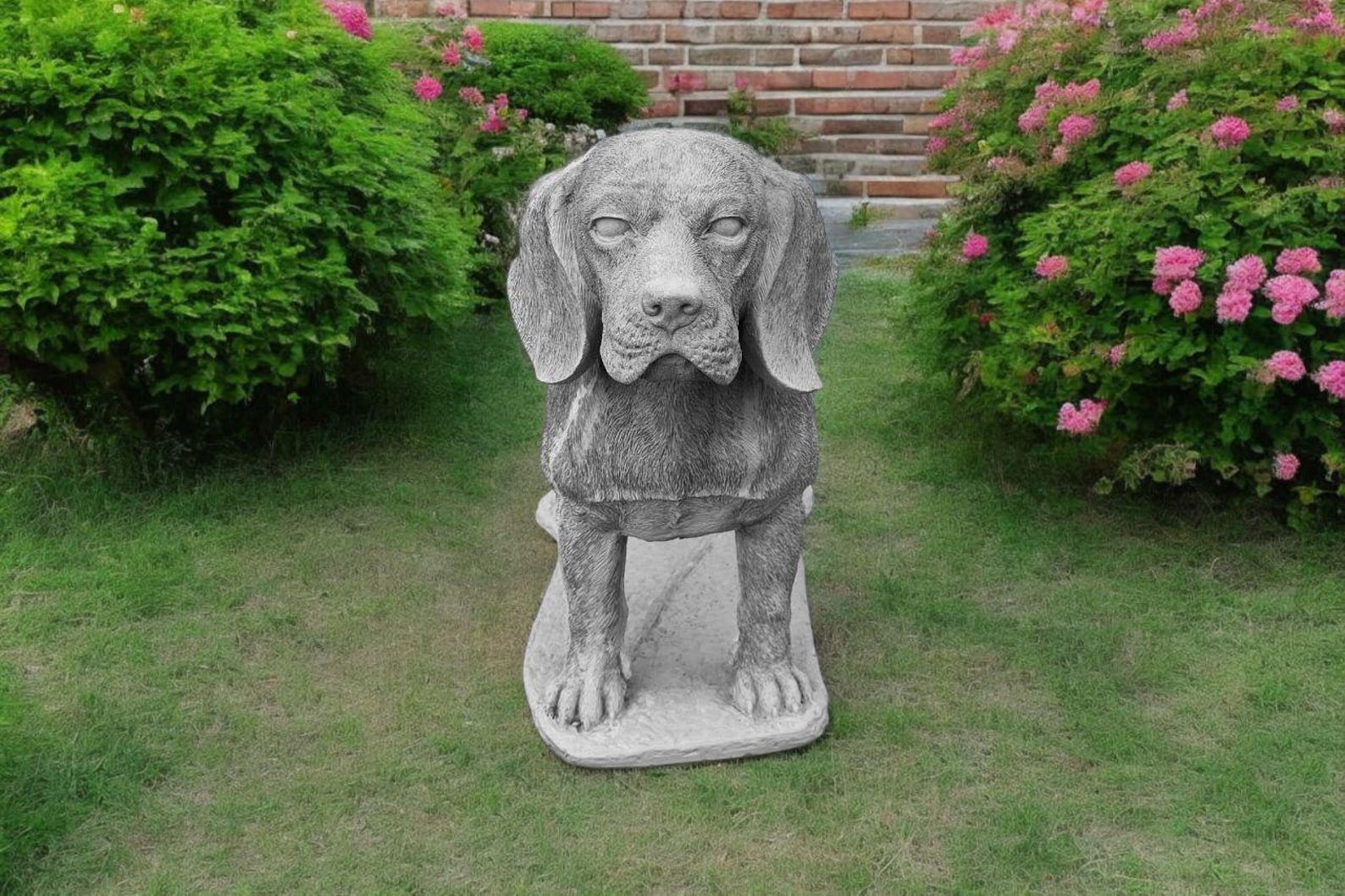 Cement Beagle Dog Figure 16" Large Beagle Massive Sculpture, Concrete ...