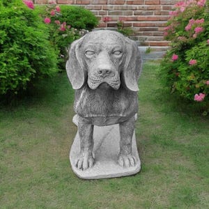 Cement Beagle Dog Figure 16" Large Beagle Massive Sculpture, Concrete ...