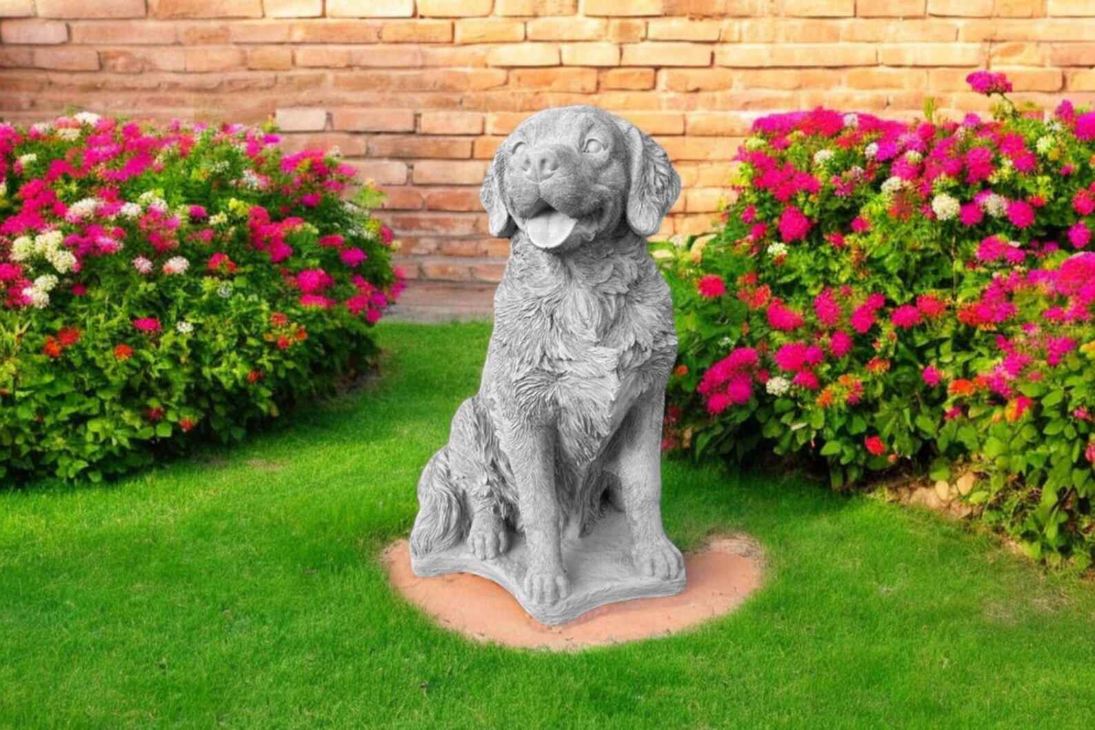 Concrete Golden Retriever Dog Sculpture 22" Massive Sitting Pet ...